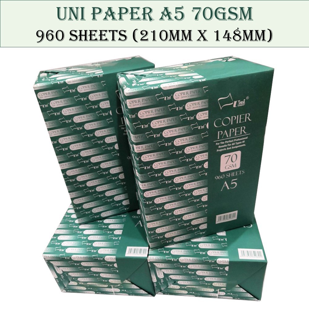 Uni Paper A5 Copier Paper 70gsm ( 960sheets / pack ) | Shopee Singapore