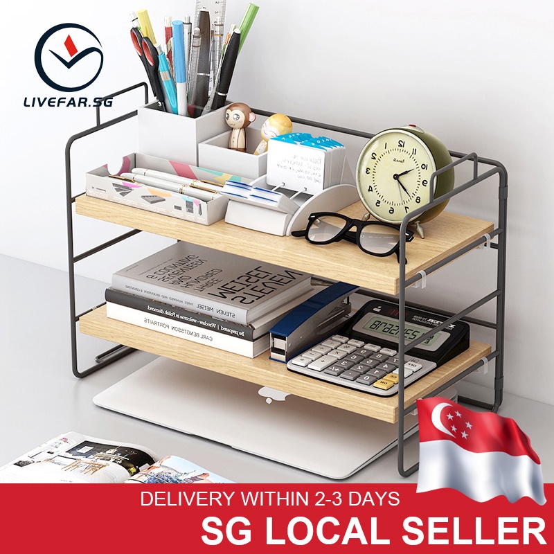 Livefar Desktop Shelf Organizer Adjustable Wood Display Desk Shelf ...