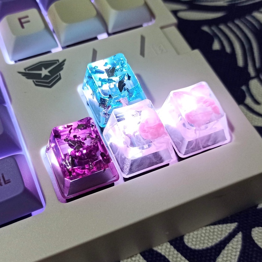 1PCS Resin Keycap Mechanical Keyboard Unique Light Translucent Pink ...