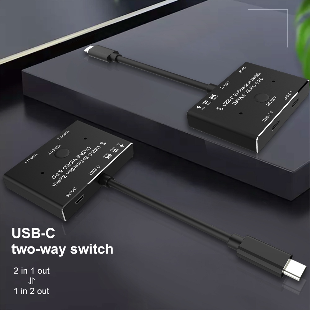 KVM USB C two-way Switch 1x2/2x1 USB 3.1 splitter data video switcher ...