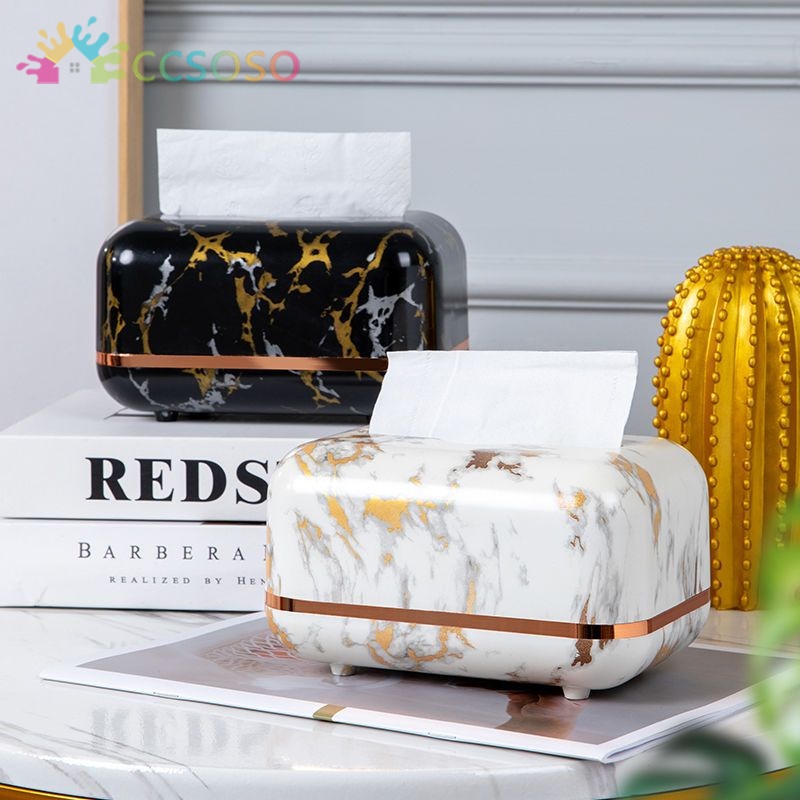 Ins Style Tissue Holders Luxurious Marble Pattern Tissue Box Tabletop ...