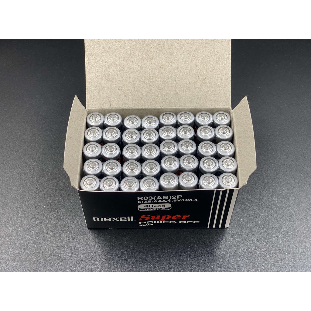 Box of 40pcs Maxell Super Power Ace Super Heavy Duty AAA Battery R03(AB)2P 1.5V Manganese/ AA ...