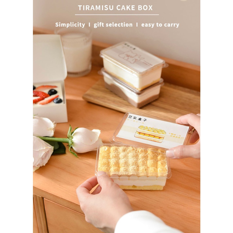 IN !! Dessert Packaging Box Cake Tiramisu Square Disposable Mousse ...