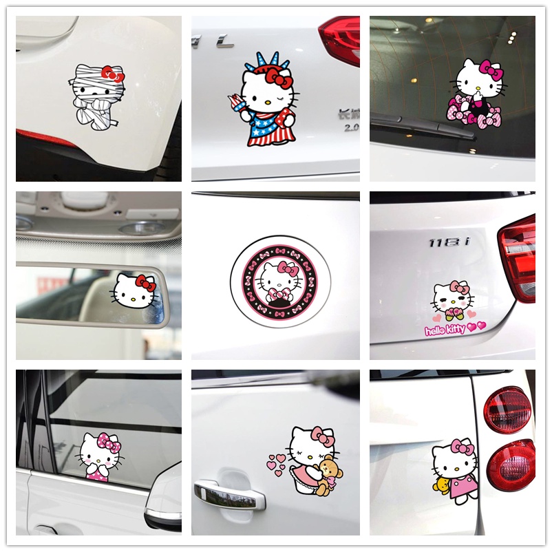 Car Sticker Hello Kitty Cartoon Cute Lovely Girl Decoration For ...