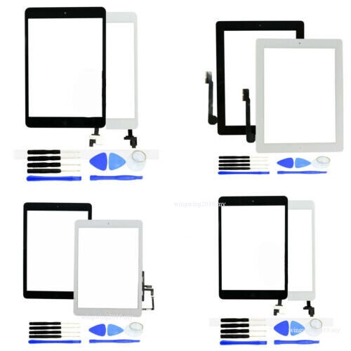 For iPad 2/3/4/5/air/mini 1/2/3/4 Touch Screen Display Digitizer Replacement Kit Black White ...