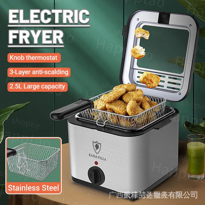 【In stock】ElectricHousehold Deep Fryer With Stainless Steel Basket 2.5L ...