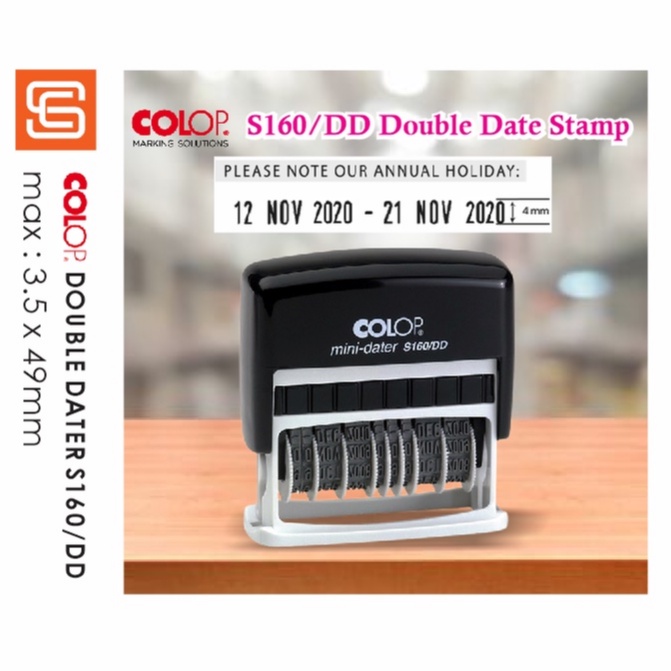 COLOP S160/DD DOUBLE DATER STAMP I SELF-INKING DATE STAMP (CUSTOM MADE WORDING) | Shopee Singapore
