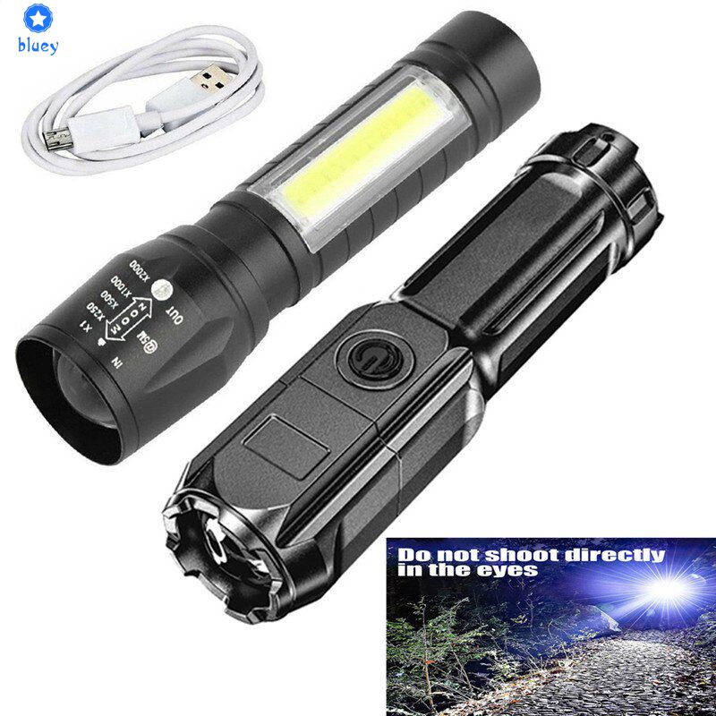 Flashlight Telescopic Zoom Strong Light Torchlight Usb Charging Small ...