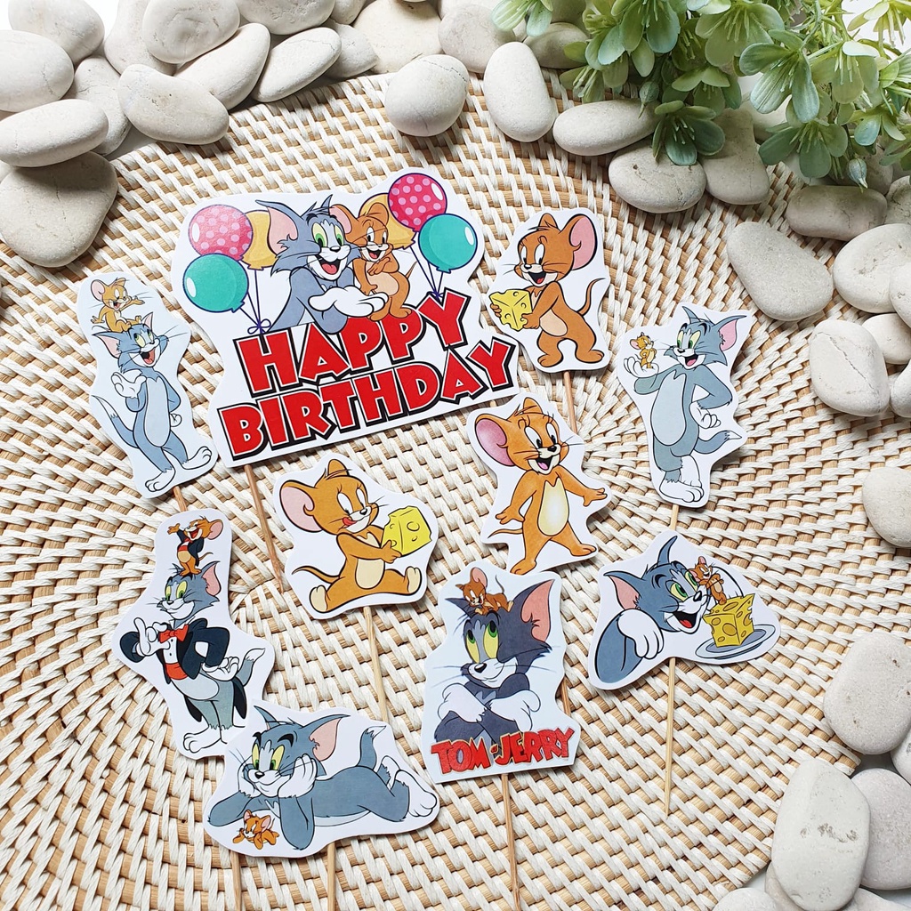 Tom and Jerry Friends Birthday Cake Topper Cupcake Pudding Cake ...