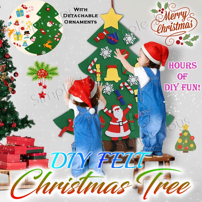 DIY Felt Christmas Tree with Detachable Ornaments on Velcro | Shopee ...