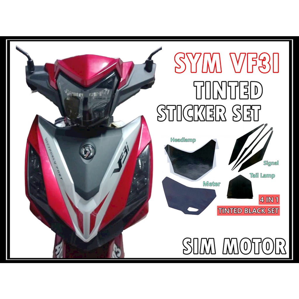 SYM VF3I STICKER TINTED LAMPU DEPAN + SIGNAL + BELAKANG + METER sticker ...