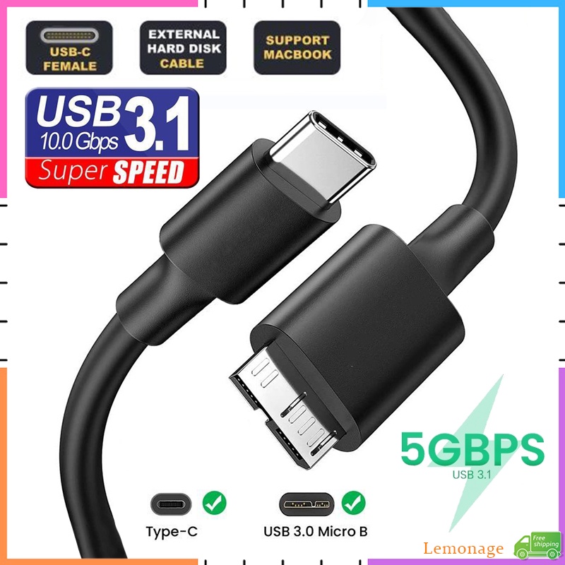 【Ready Stock】USB 3.1 Type C to USB 3.0 Micro B Cable Connector Data ...