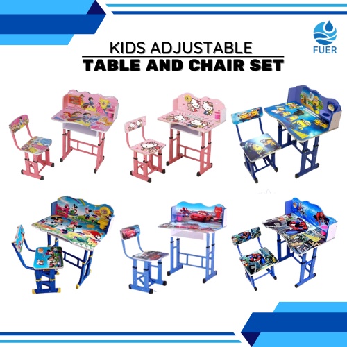 Kids Study Table Set Adjustable Writing Table Study Desk Chair Computer ...