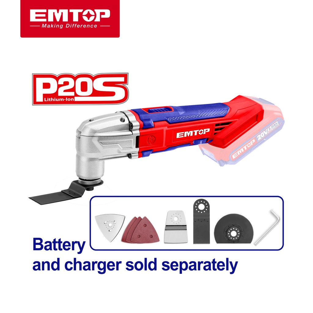 EMTOP 20V Lithium-Ion Multi-Tool Variable Speed With 8-Piece Kit ...