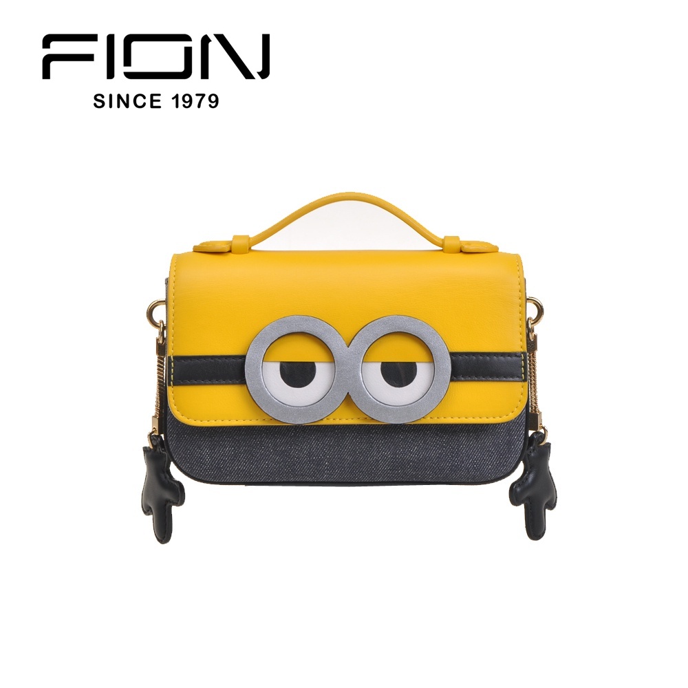 FION Minions Leather Crossbody & Shoulder Bag & Flap Handbag (Yellow ...