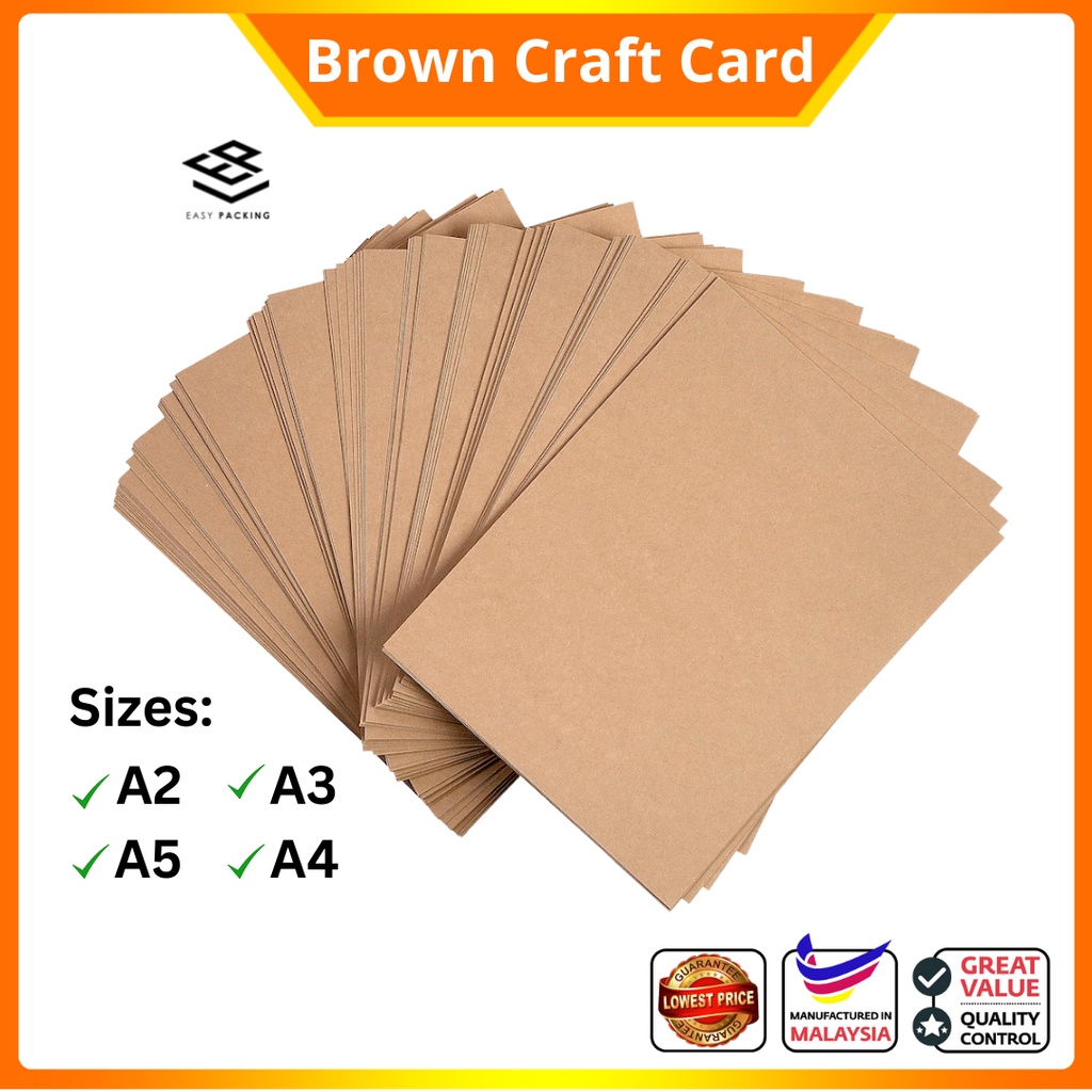 (10pcs) BROWN CRAFT PAPER A2/ A3/ A4/ A5 WITH 270g/ 370g/ 450g NATURAL BROWN COLOUR DIY HANDMADE ...