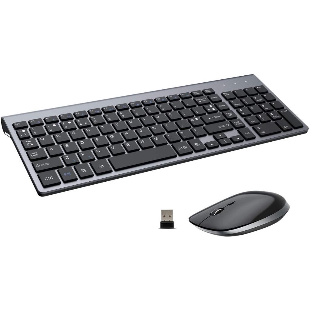 Wireless Keyboard & Mouse,2.4G USB Slim QWERTY UK Compact Quiet ...