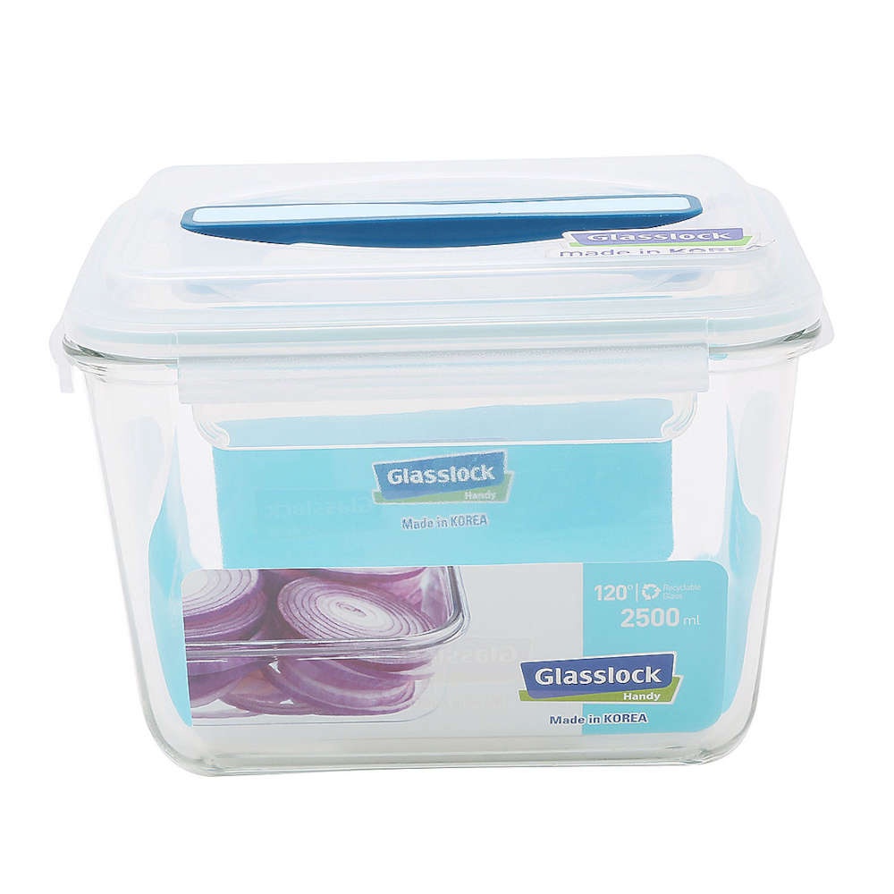 Glasslock MHRB 250 2500ml glass box with lid and handle (random lid ...