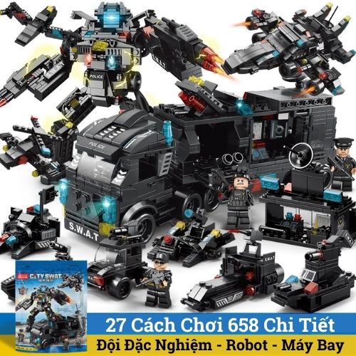 Lego Police Car 658 parts - SWAT Special Forces Assembly Toy Set Can ...