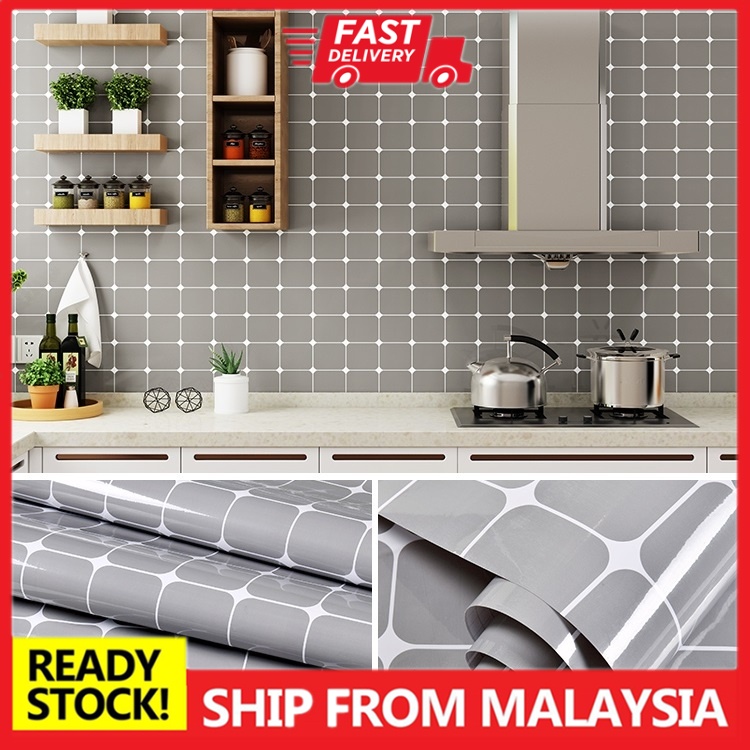 {free pos} 80cm Grey Color Diamond Lattice Kitchen Tiles Aluminum Foil ...
