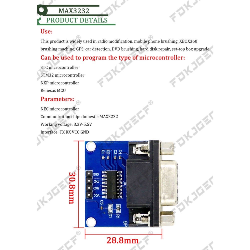 MAX3232 RS232 to TTL Serial Port Converter Module DB9 Connector MAX232 For Arduino | Shopee ...