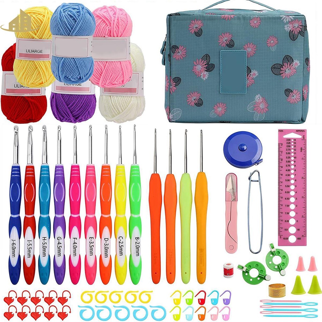 68 Pcs Crochet Kits for Beginners Colorful Crochet Hook Set with Case ...