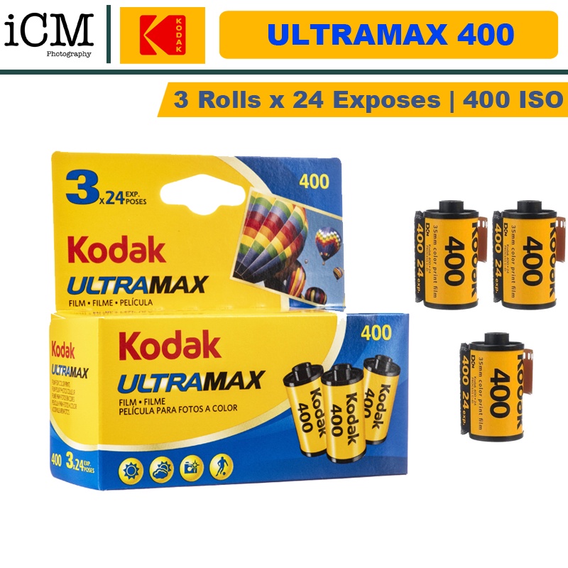Kodak GC / UltraMax 400 Color Negative Film (35mm Roll Film, 24 Exposures, 3-Pack) | Shopee ...