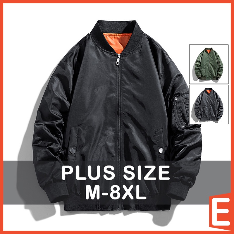 [M-8XL] Bomber Jacket Plus Size Men Jaket Lelaki Oversized Long Sleeve ...