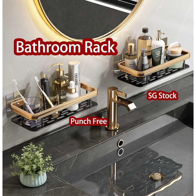 Art Living Punch Free Bathroom Shelf Bathroom Storage Rack Bathroom ...