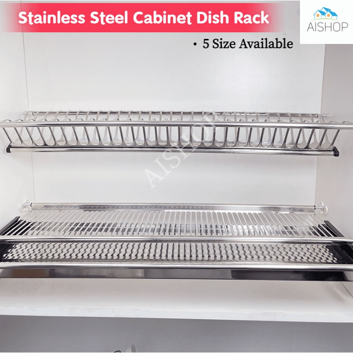 [SG Seller]Stainless Steel Dish Rack/ Kitchen Cabinet Dish Rack ...