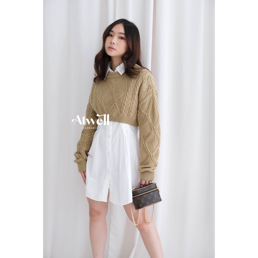 Beatrice Cable Knit Crop Sweater | Shopee Singapore