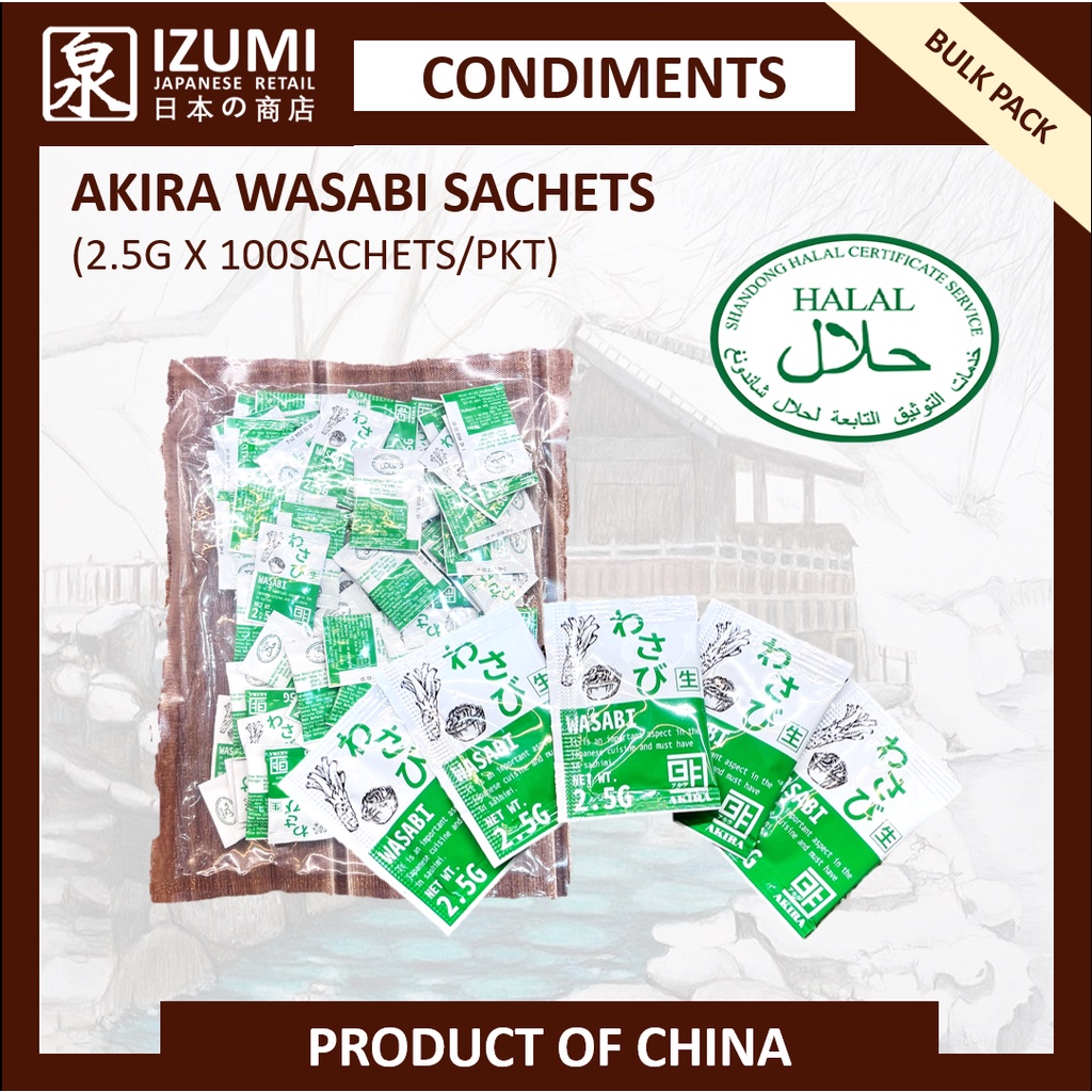 AKIRA Mini Wasabi Sachets (2.5g x 100sachets/bag) - HALAL | Shopee ...