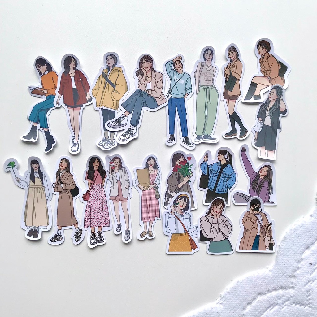 20pcs korean girl stickers/ girl stickers/ journal stickers | Shopee ...