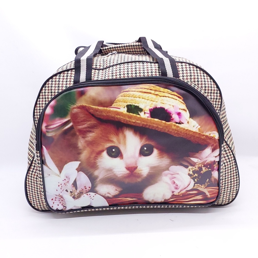Elle PLAID Travel Bag NEW CAT MOTIF / ELLE LARGE Clothing Bag / Travel ...