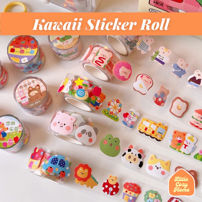 Kawaii Sticker Roll/Cute Cartoon Animals Roll Deco Stickers/Unique Cute ...