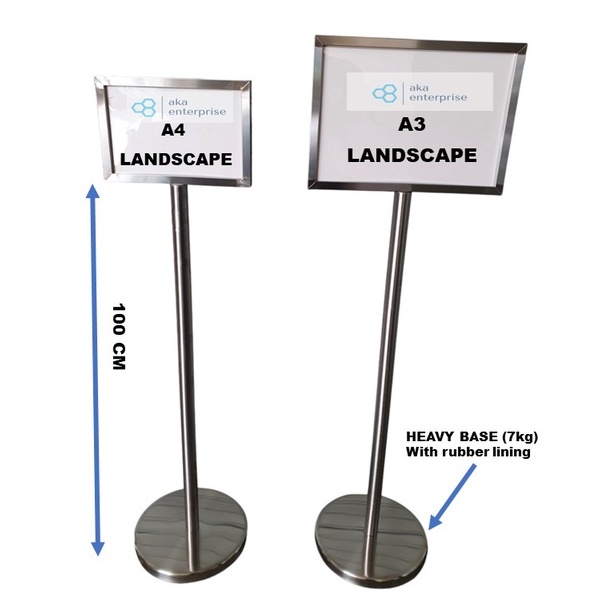 A3 A4 Heavy base 201 Stainless Steel Poster Stand Signage | Shopee ...