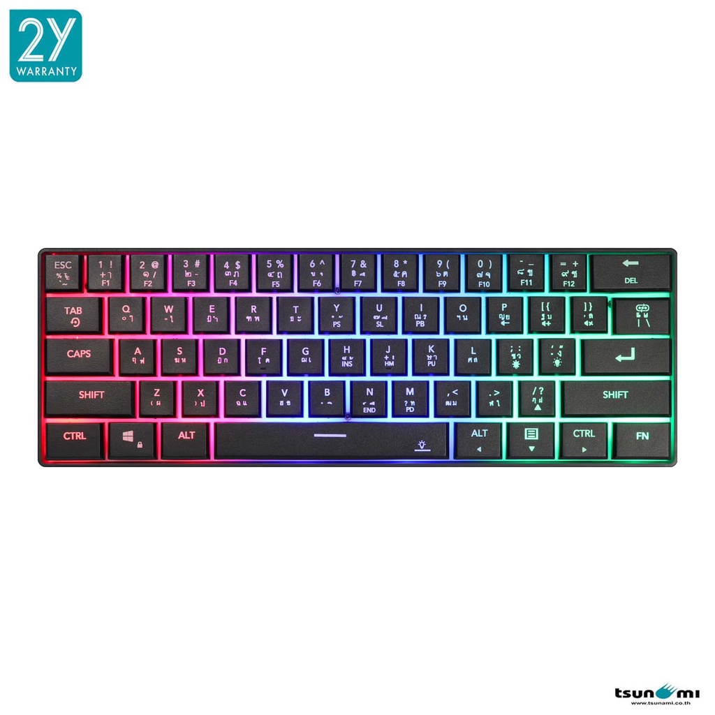 Tsunami GK-61 RGB Compact Membrane Gaming Keyboard (Black) | Shopee ...