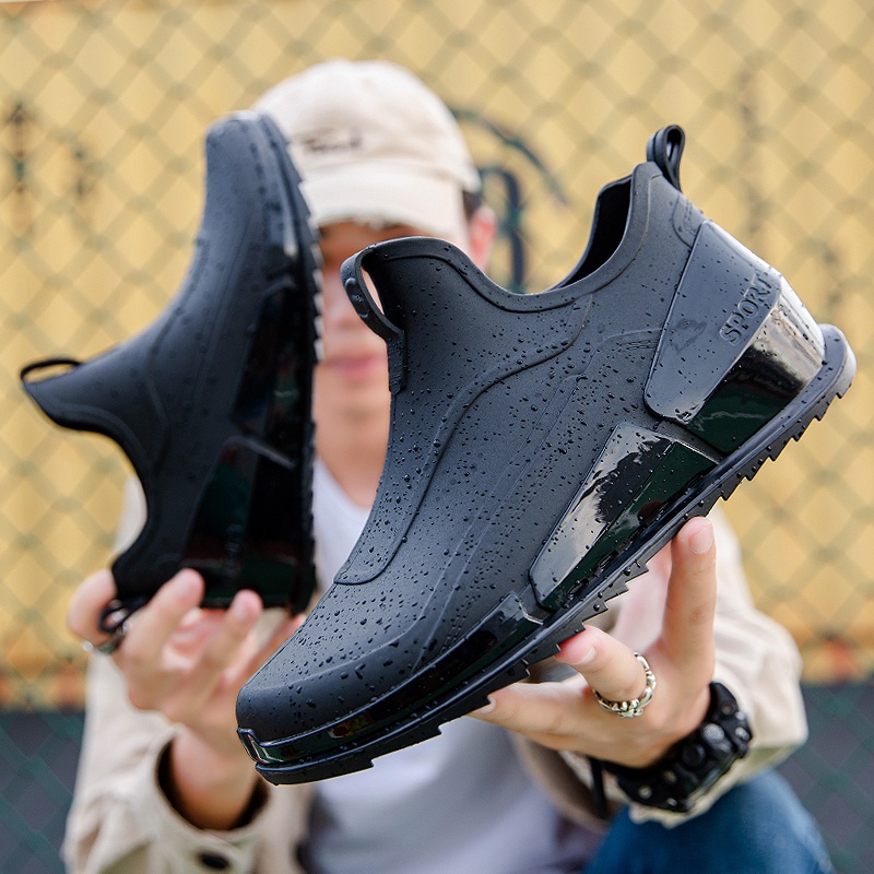 Fashion Rain Boots Men's Trendy Short Tube Anti-slip Kitchen Takeaway ...
