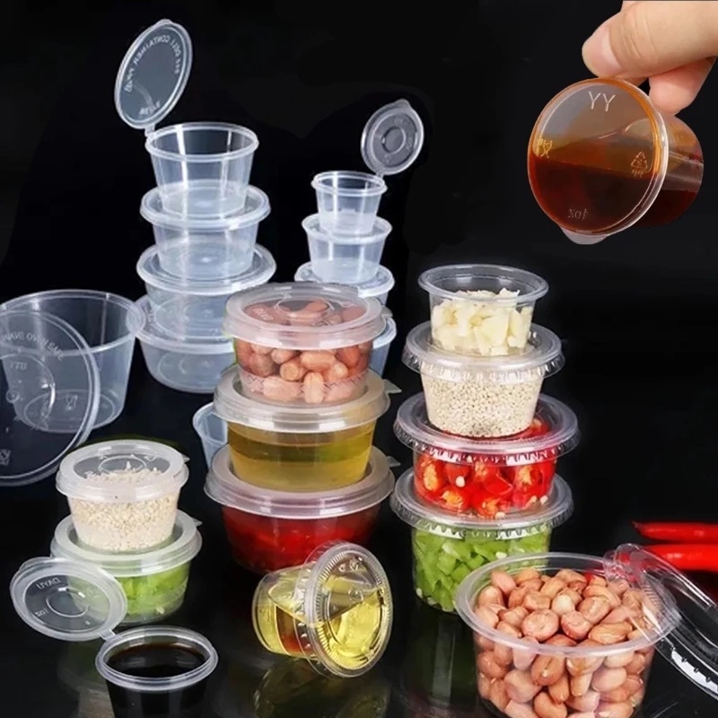 10 Pcs Transparent Sauce Sealed Storage Box / Takeaway Sauce Spices Cup ...