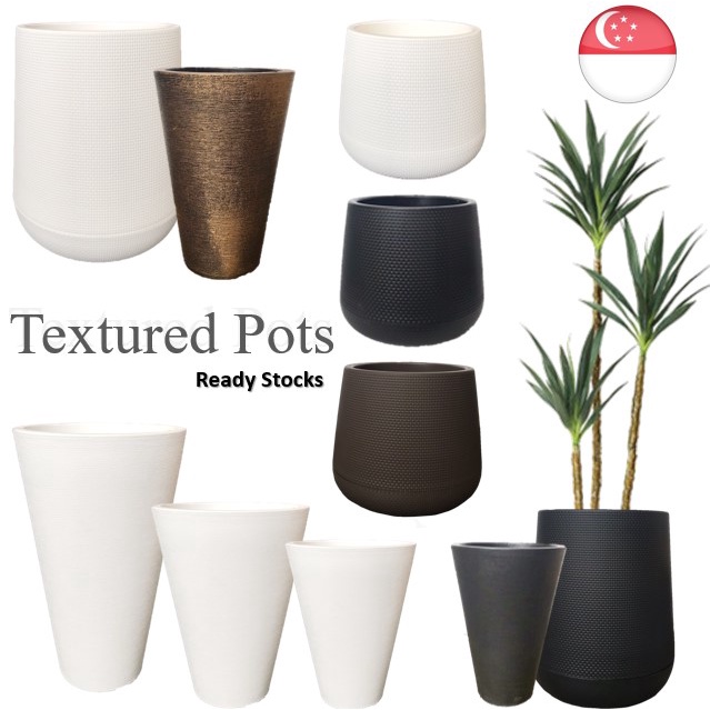 [SG THEJOYLAND] Textured PVC Plant Pot Resin Pot Plastic Pot Indoor ...