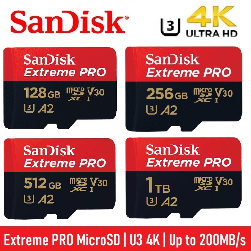 SanDisk Extreme PRO 256GB 512GB 1TB up to 200MB/S Micro SD MicroSD ...