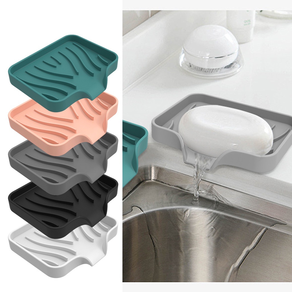 Art Living Silicone Soap Drain Tray Sink Tray Organizer Silicone Soap ...
