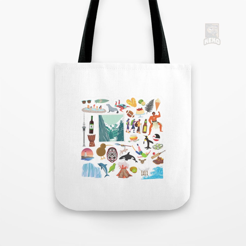 New Zealand Travel Icons Canvas Tote Bag | Shopee Singapore