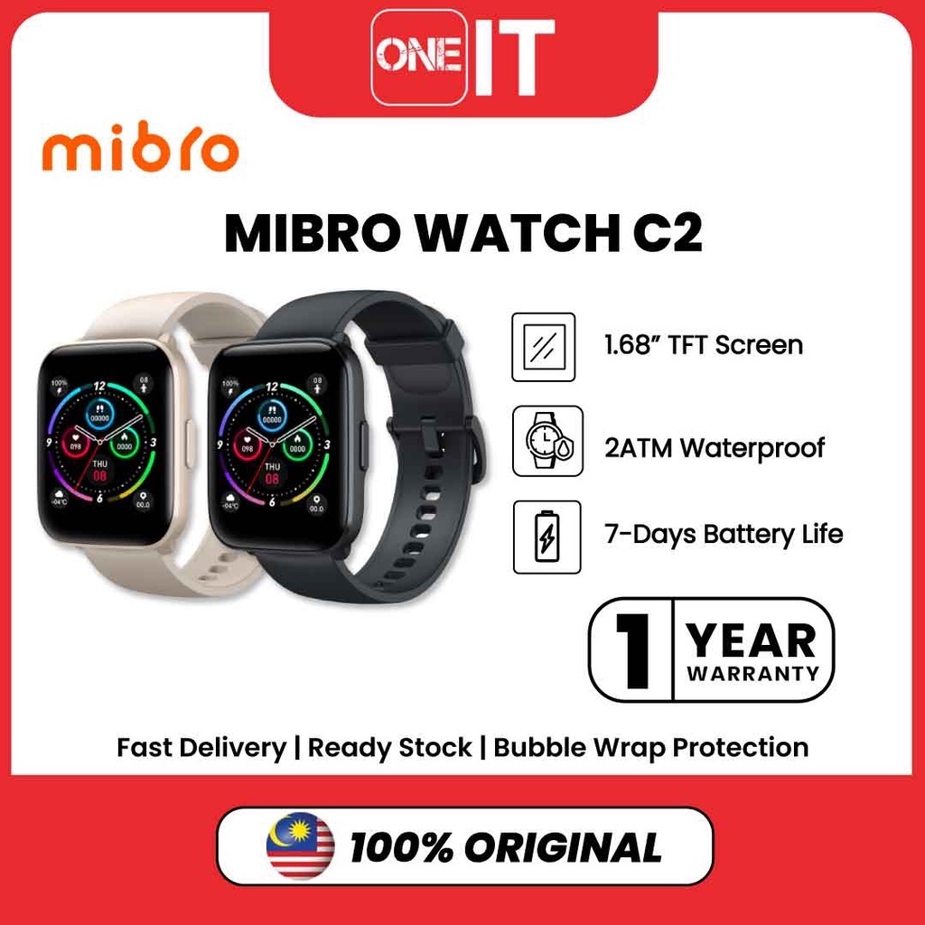 Mibro Watch C2 Smart Watch White 1.69'' SpO2 PPG Bio Heart Rate Sensor & 20 Sports Mode 1 Year ...