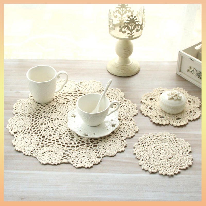 Round Hand Crocheted Doily Vintage Cotton Crochet Table Place Mat ...