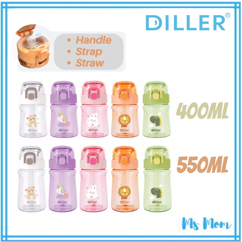 Diller Kids Water Bottles (5 Colors / 400ml, 550ml) | Shopee Singapore
