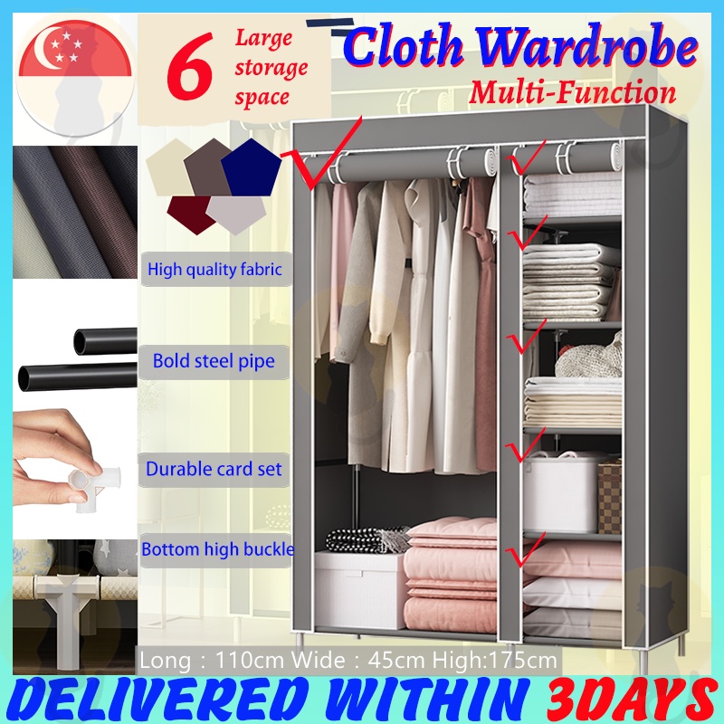 [ Sg Ready Stock] 5Color Portable Simple Wardrobe Easy to Assemble ...