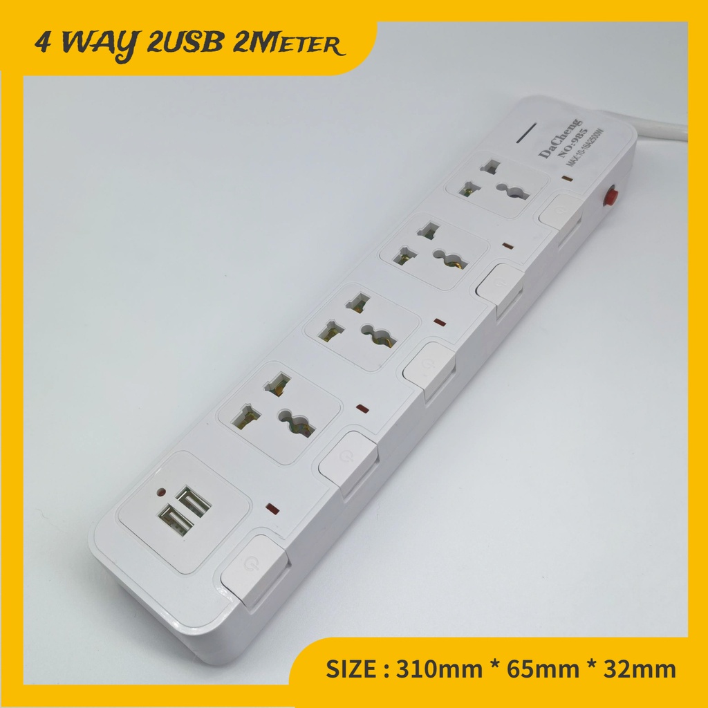 Universal extension socket 3/4/5/6WAY Fast charge power socket with USB Extension Cord 2 Meter ...