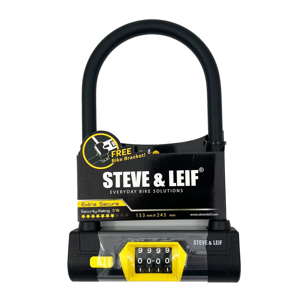 Steve & Leif Bicycle UV Silicon Combination U-Lock (153 x 245mm) (NO ...