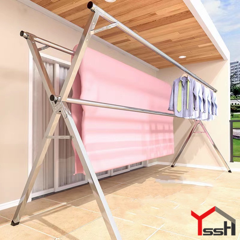YSSH Fully Folded Scalable Clothes Drying Rack with Wheels Stainless ...
